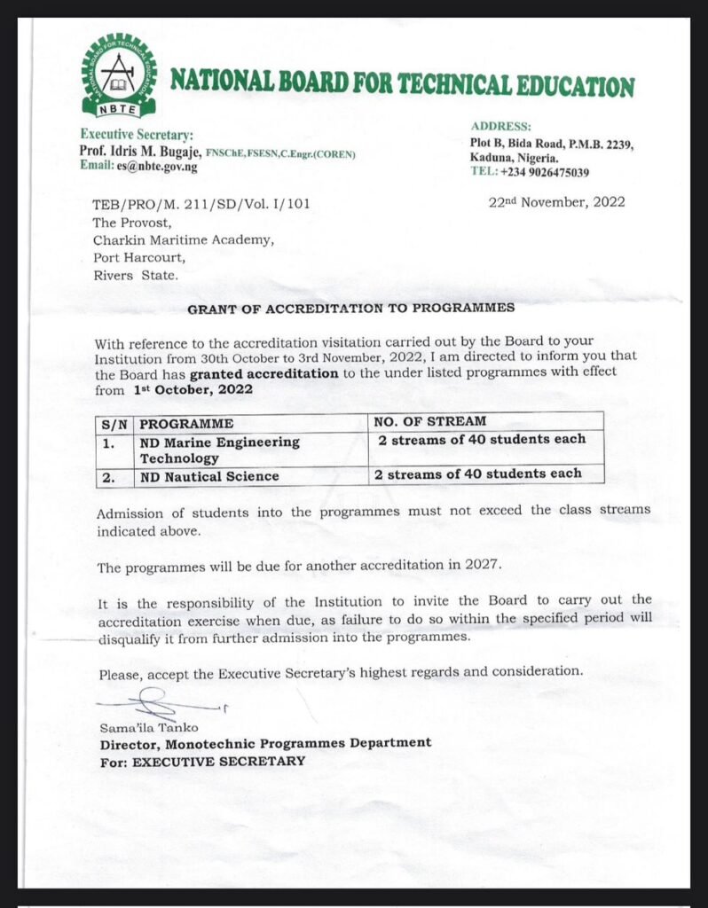 CMA Gets NBTE Approval | MARITIME BITS